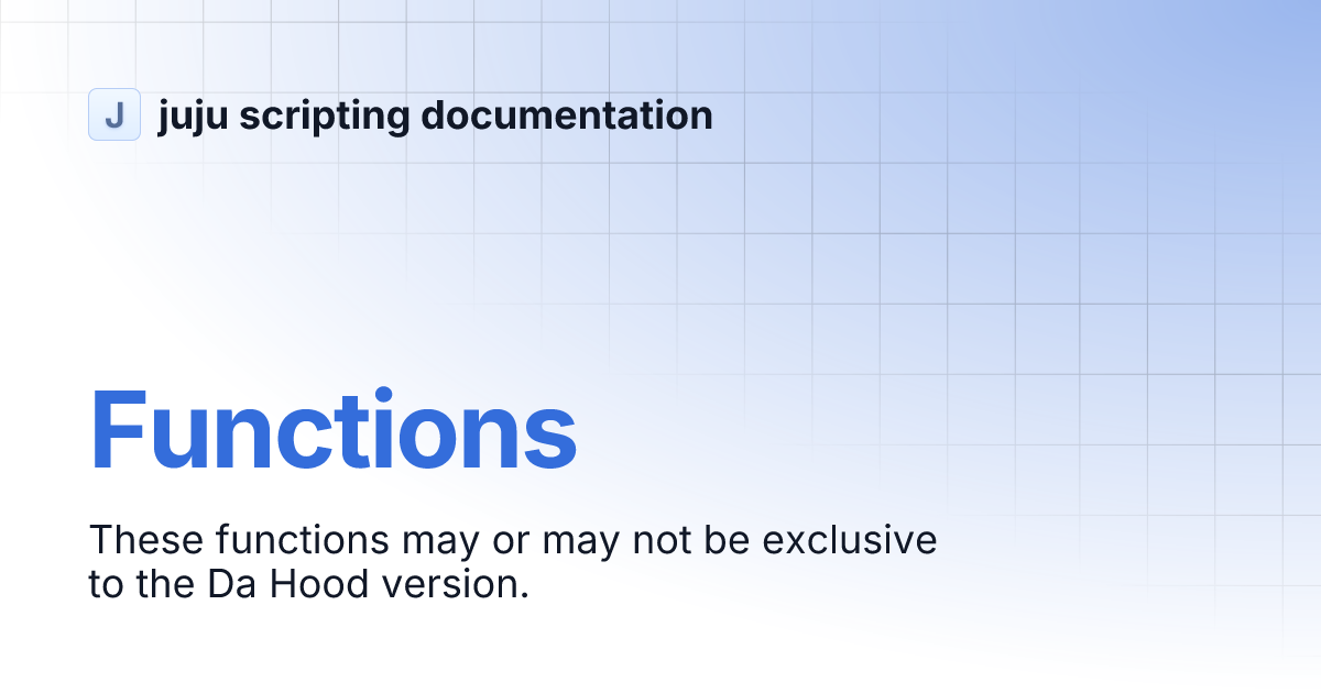 Functions | juju scripting documentation
